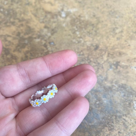 EvelynCreations | Jewelry | Daisy Silver Adjustable Ring Open Flower ...